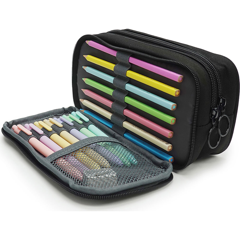 Estuche escolar Zipit triple Negro Rainbow