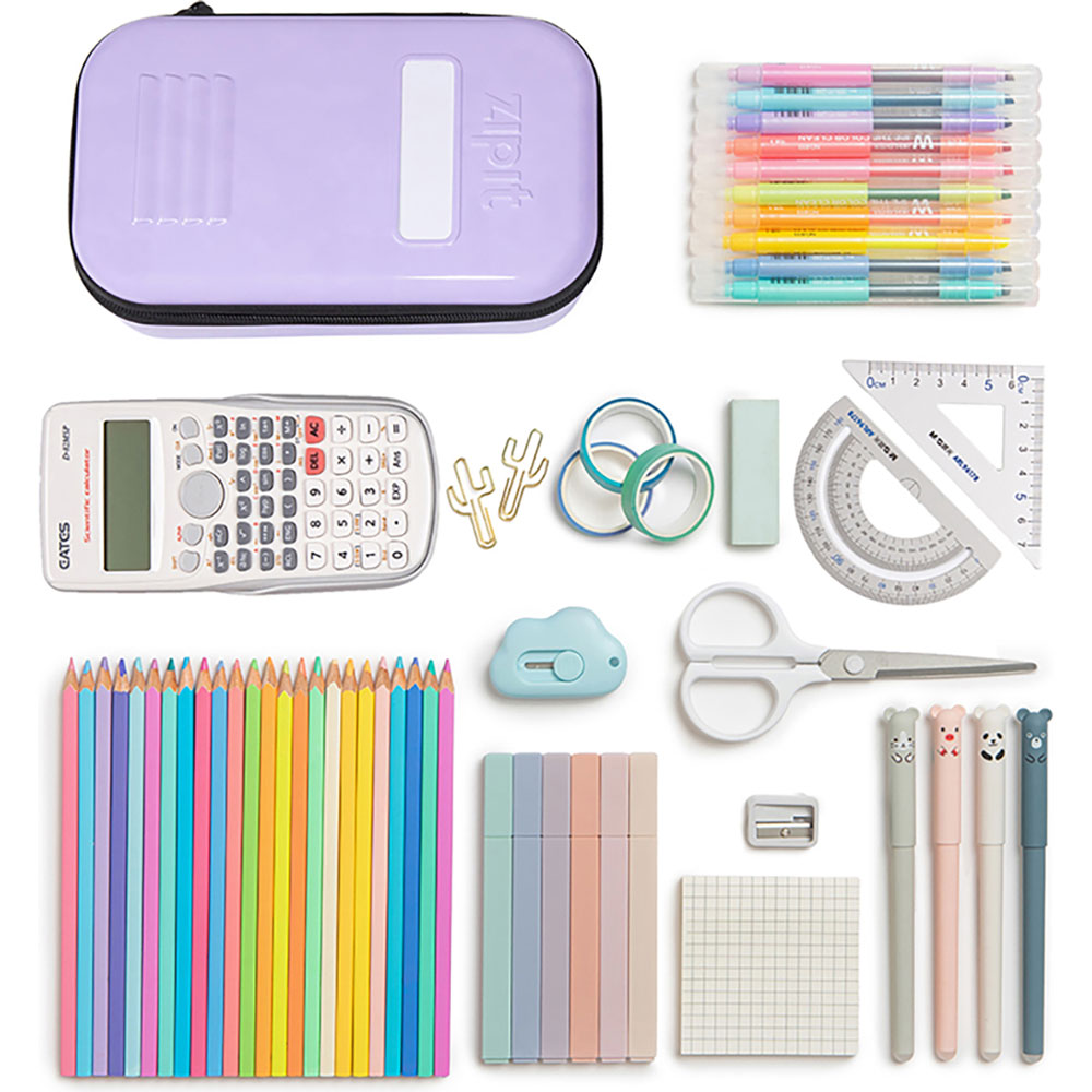 Estuche Escolar Zipit Zip&Lock Metálica Violeta