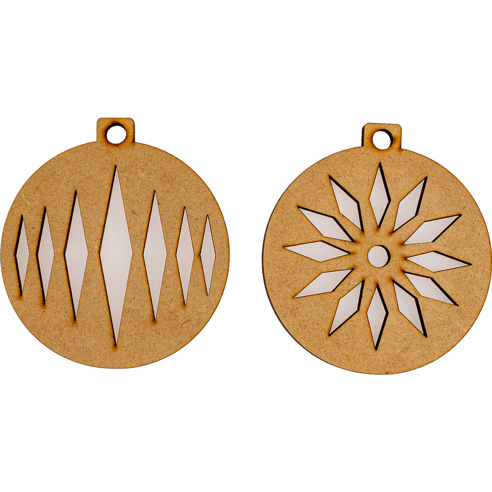 Figura Madera Mdf Esfera Navidad con 2 unidades