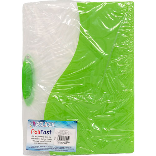 Folder Broche Polidex tamaño carta Clip Plastico verde