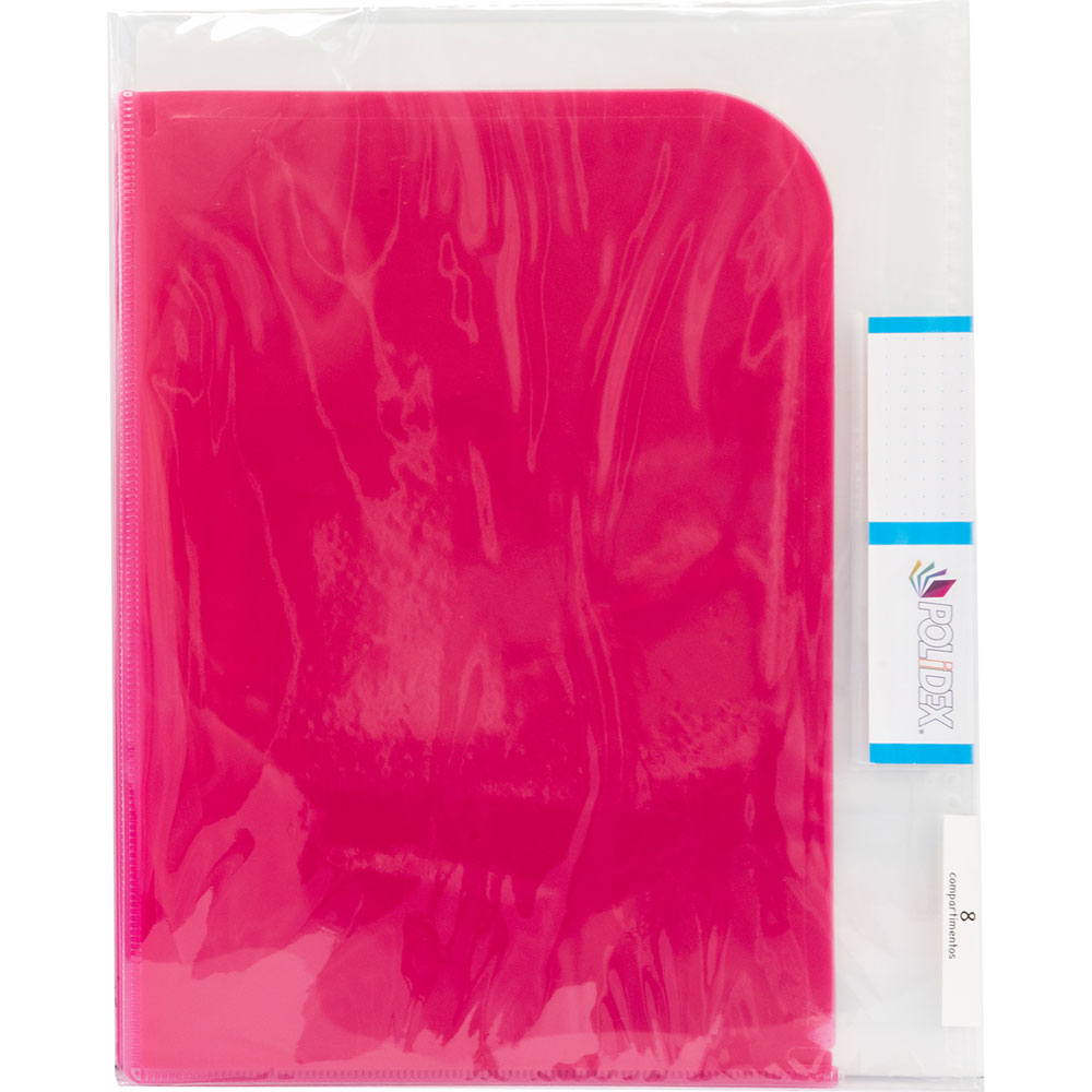Folder Polidex tamaño carta con 8 Diviones rosa