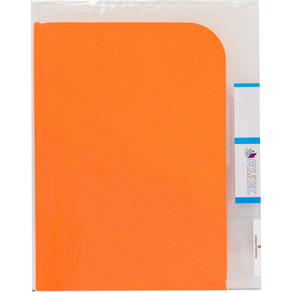 Folder Polidex tamaño carta con 8 Divisiones Naranja