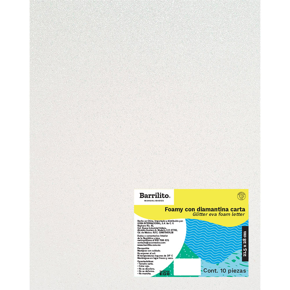 Fomi Carta Con Adhesivo Diamantado Con 10 Hojas Barrilito Blanco