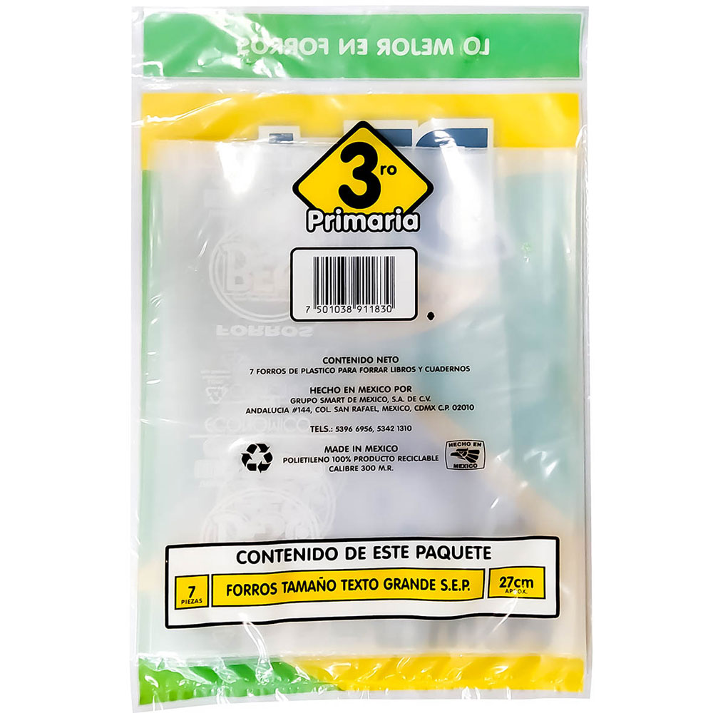 Forro transparente Sep 3Ero plastico con 5 piezas