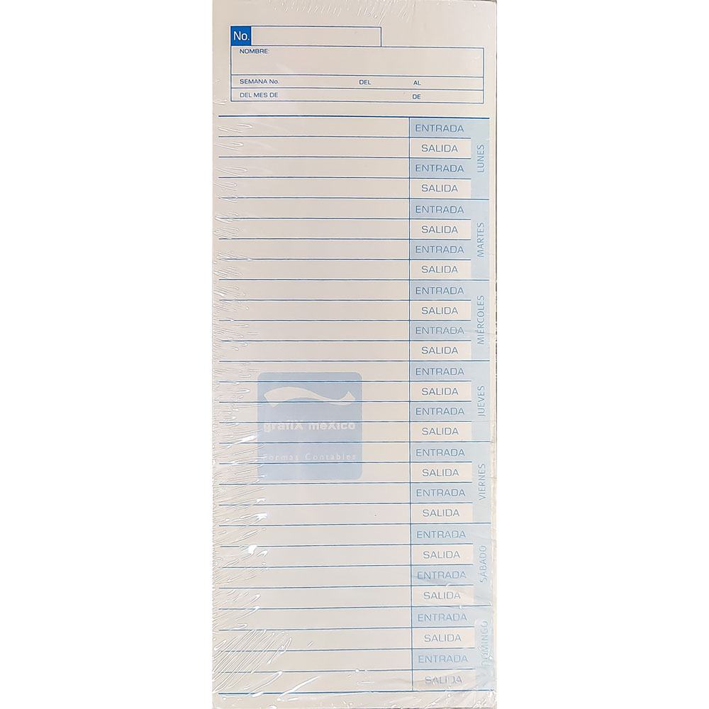 Grafix Tarjeta Checador Semanal Con 250 piezas
