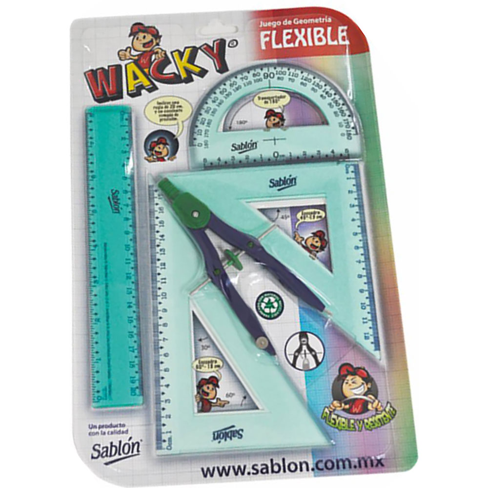 Juego De Geometria Sablon Wacky 1093 Flex Con Compas Con 5 Piezas | Lumen