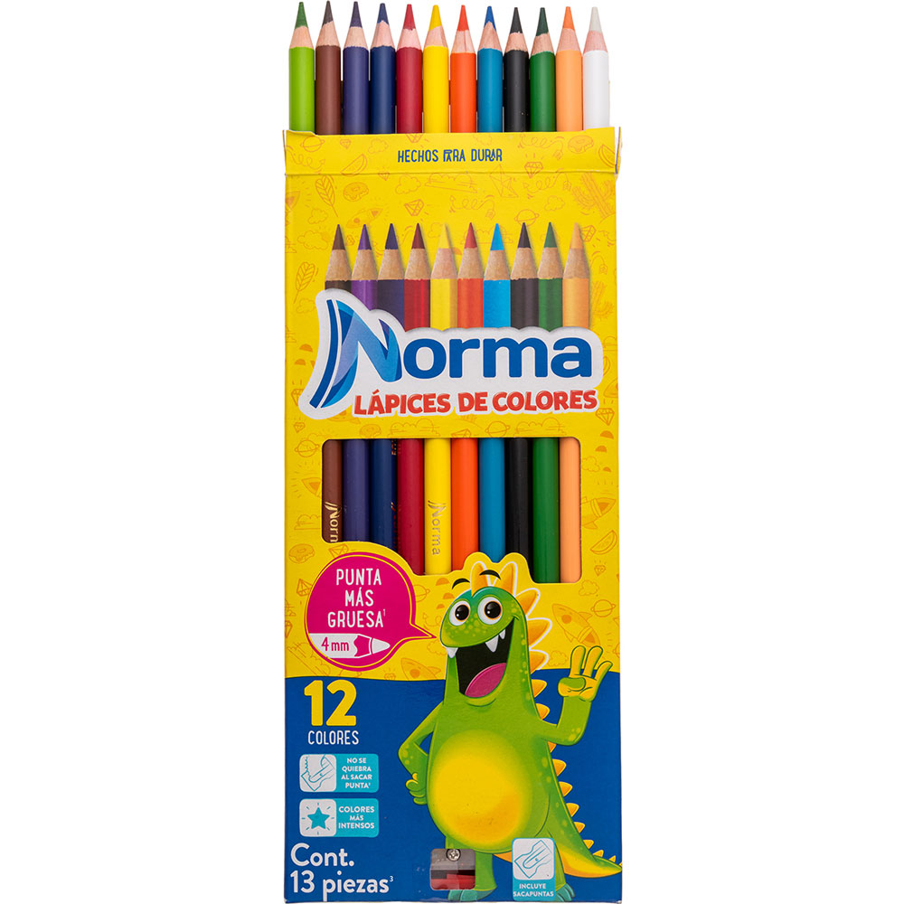 LÁPICES DE COLORES NORMA 547072 LARGOS CON 12 | Norma | Escolar ...