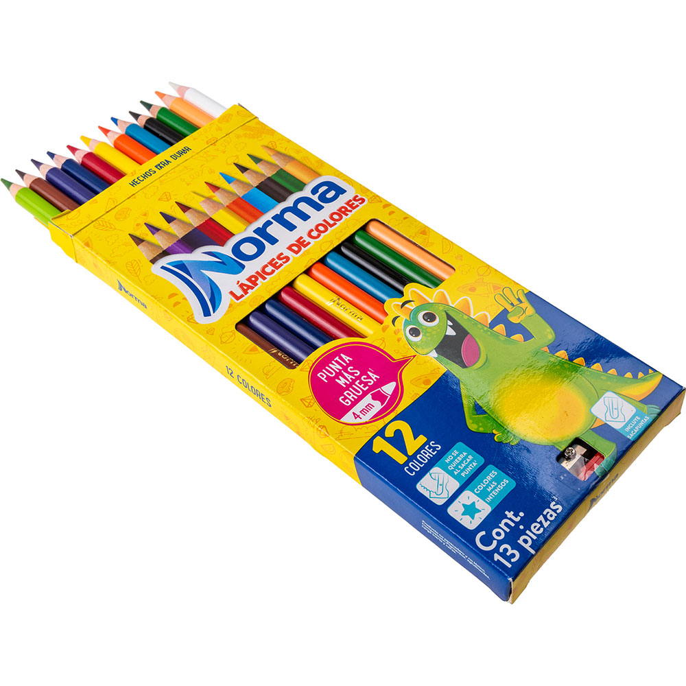 LÁPICES DE COLORES NORMA 547072 LARGOS CON 12 | Norma | Escolar ...