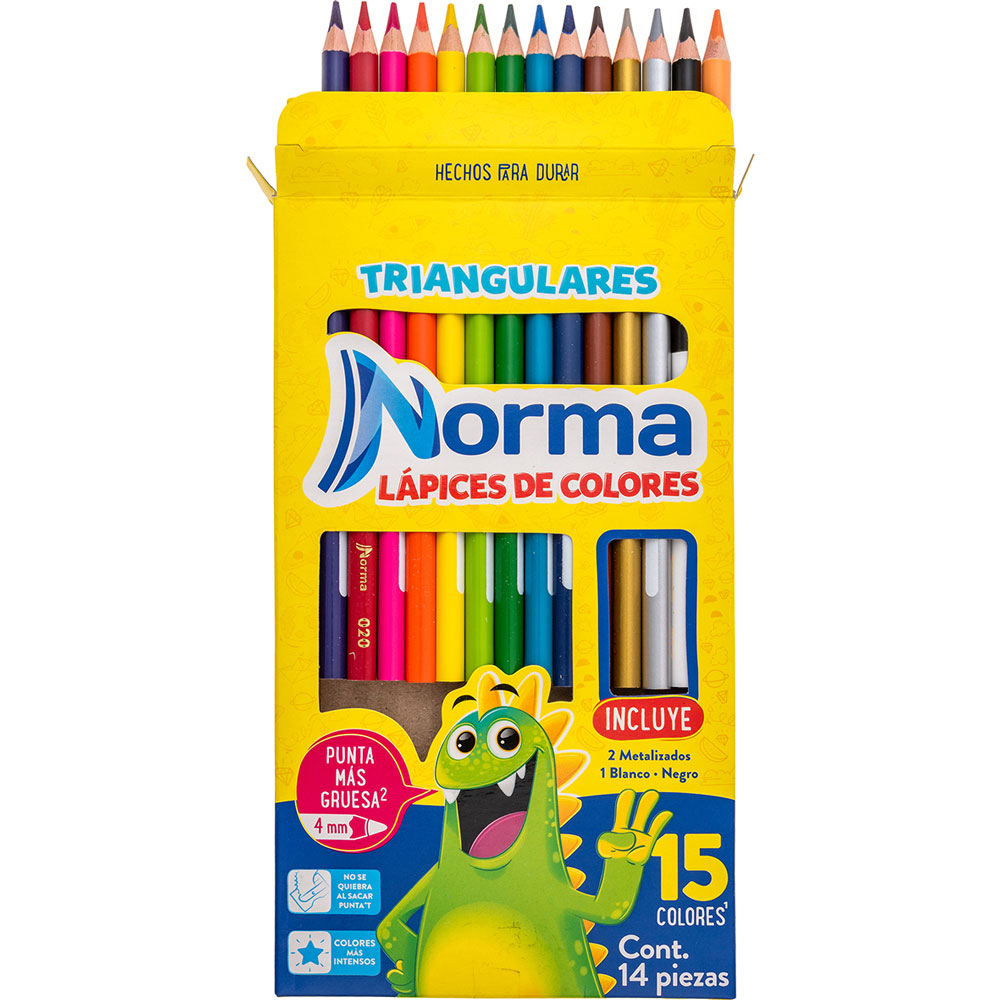 LÁPICES DE COLORES NORMA 550077 TRIANGULARES 4 MM CON 12 | Norma ...