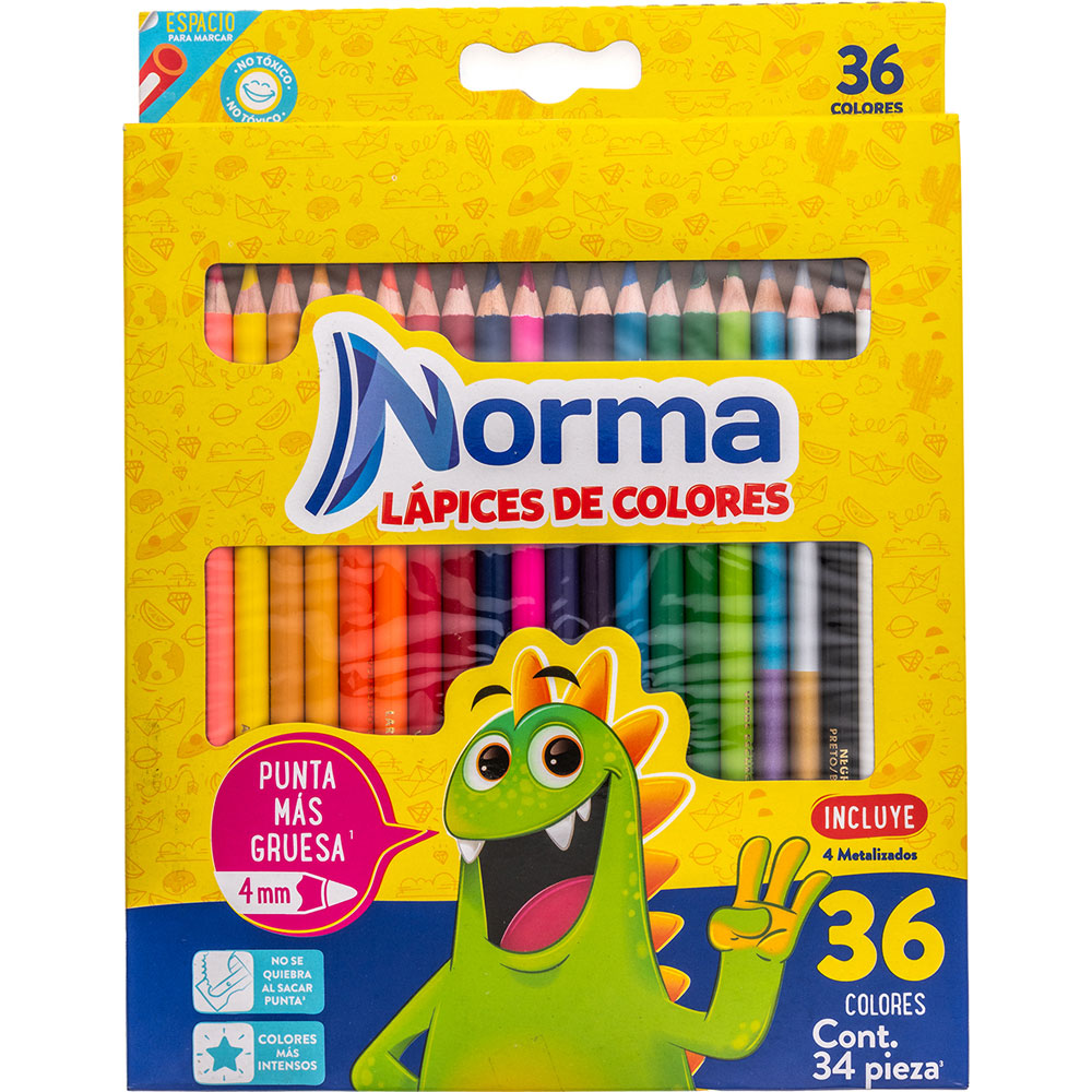 Lápices De Colores Norma 6114 Largos con 36 | Lumen