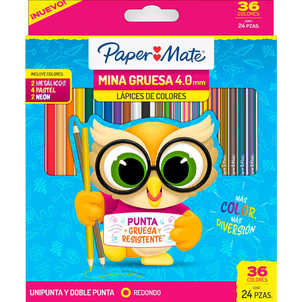 Lápices de Colores Paper Mate Paquete de 24 con 36 Colores | Papelería ...