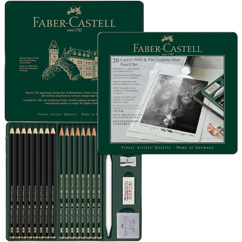 Lápices Faber-Castell Pitt Graphite Matt y 9000 Set con 20