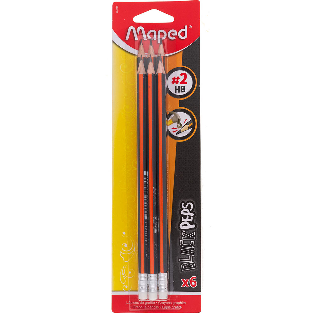 Lápices Escolares Maped Black Peps 2 C/6 | Papelería Lumen