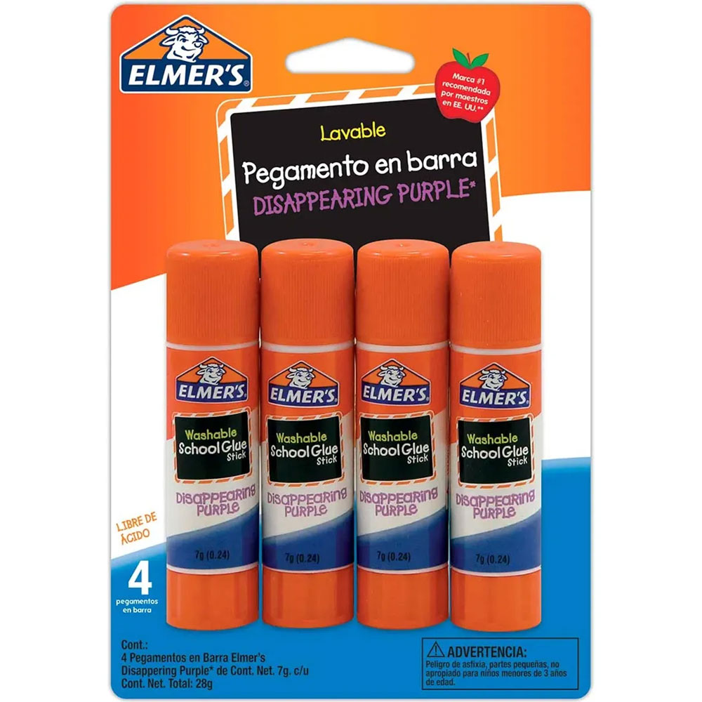 Lápiz adhesivo Elmers Disap purple 7g con 4piezas | Lumen