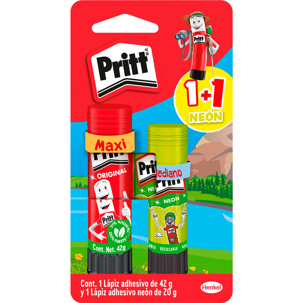 Lapiz Adhesivo Pritt 42Gr+20Gr Neon | Lumen