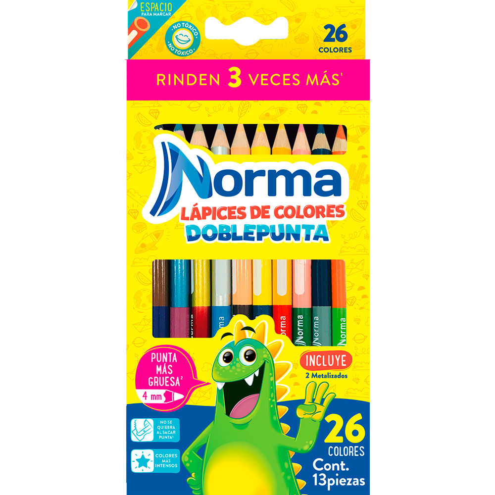 Lapiz Color Norma 555802 Doble Punta Con 13 Piezas | Lumen
