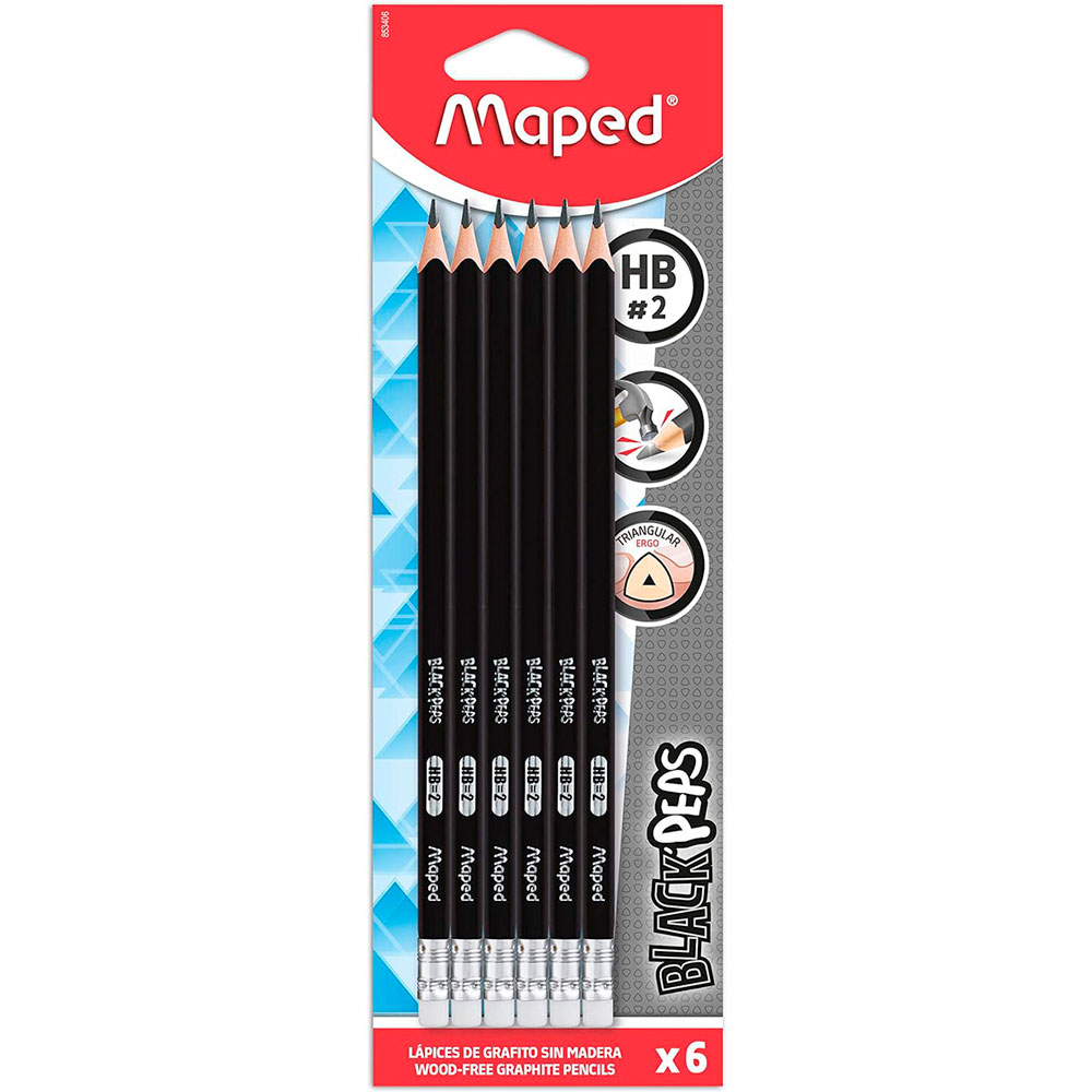 Lapiz Escolar Maped 853406 Black Peps 2 Con 6 Piezas Negro | Lumen