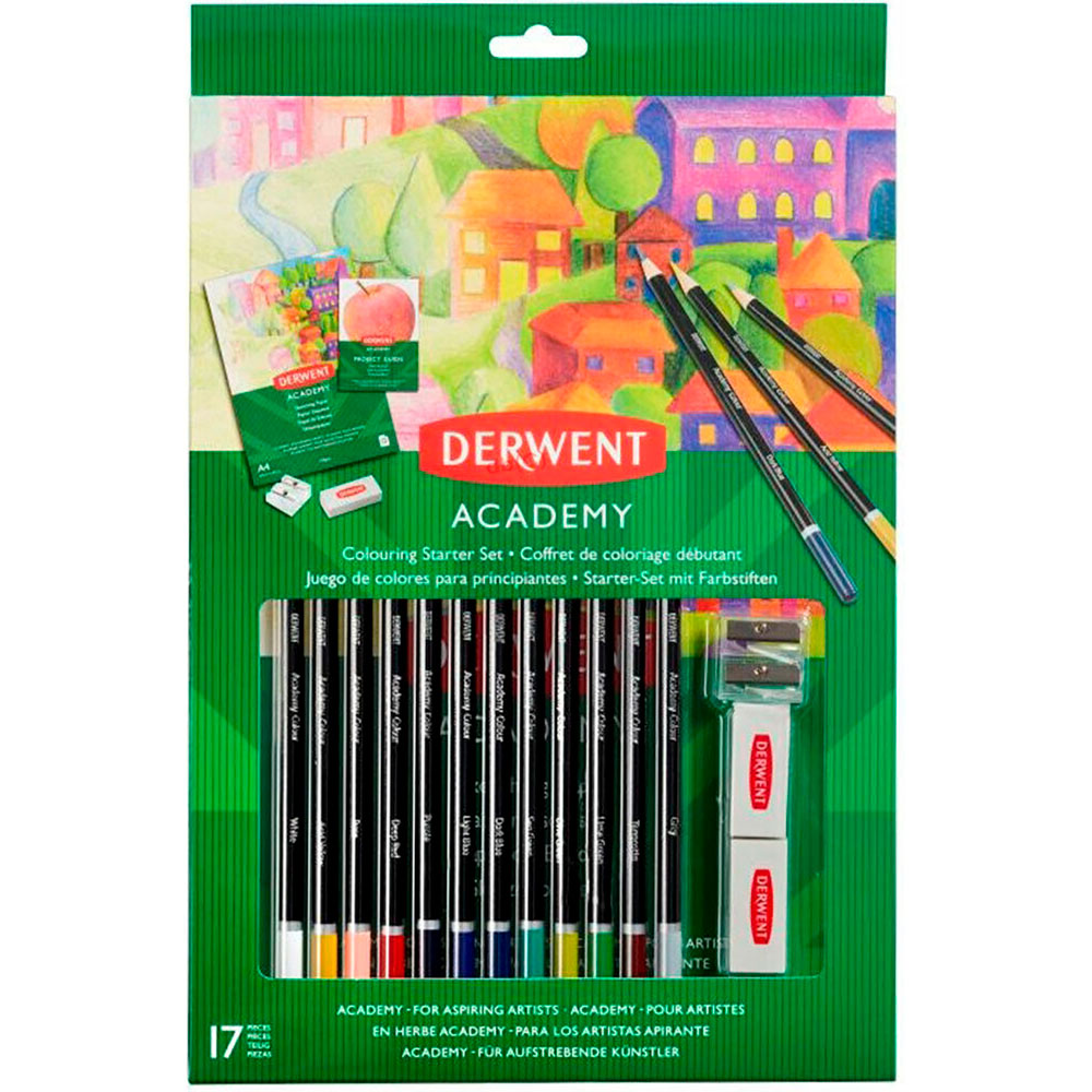 Lapiz grafito Derwent Academy set con 12 colores | Lumen