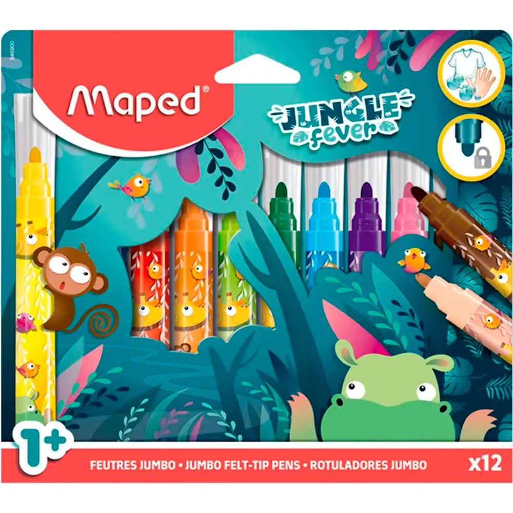 Marcador Escolar Maped 846900 Jungle Jumbo Con 12 Piezas | Lumen