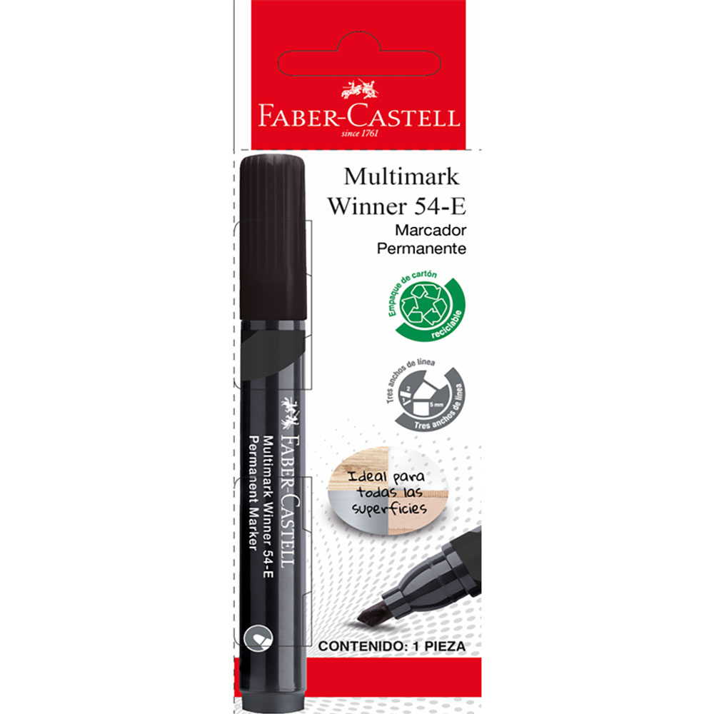 Marcador Permanente Faber-Castell Winner 54-E Cincel Negro | Lumen