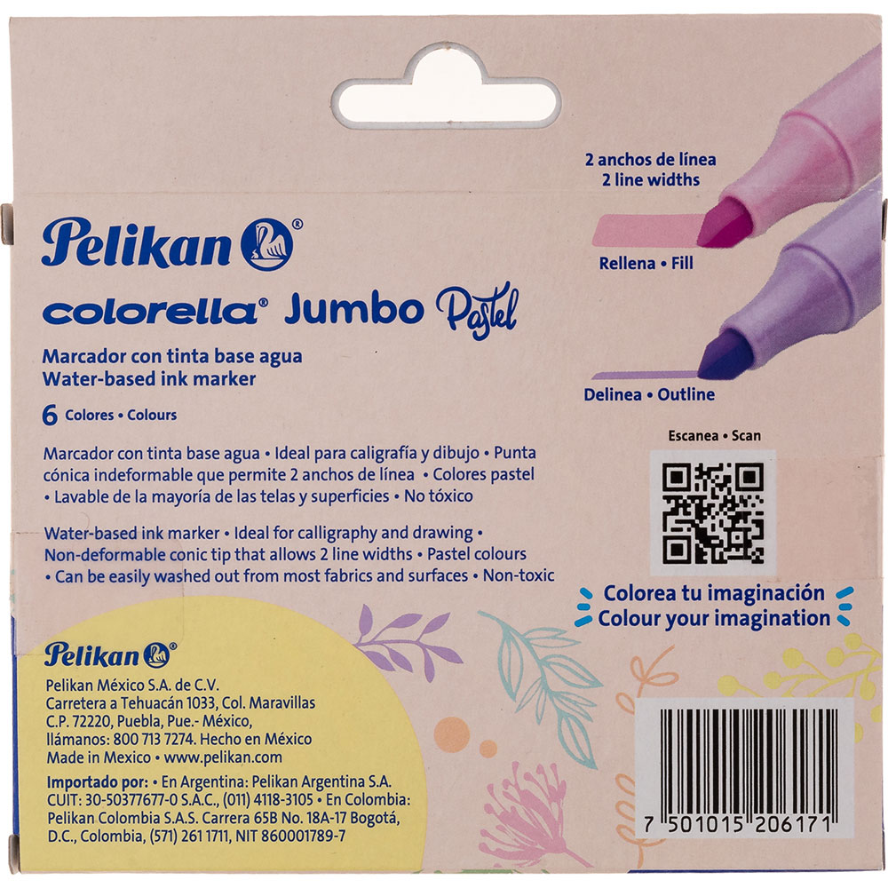 MARCADORES PELIKAN COLORELLA PASTEL CON 6 - lumen.com.mx