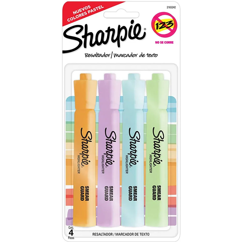 Marcatextos Sharpie Tank cincel pastel con 4 piezas surtido | Papelería ...