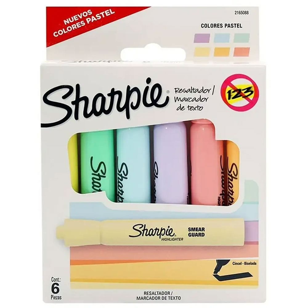 Marcatextos Sharpie Tank Cincel Pastel Con 6 Piezas Surtidos Idos | Lumen