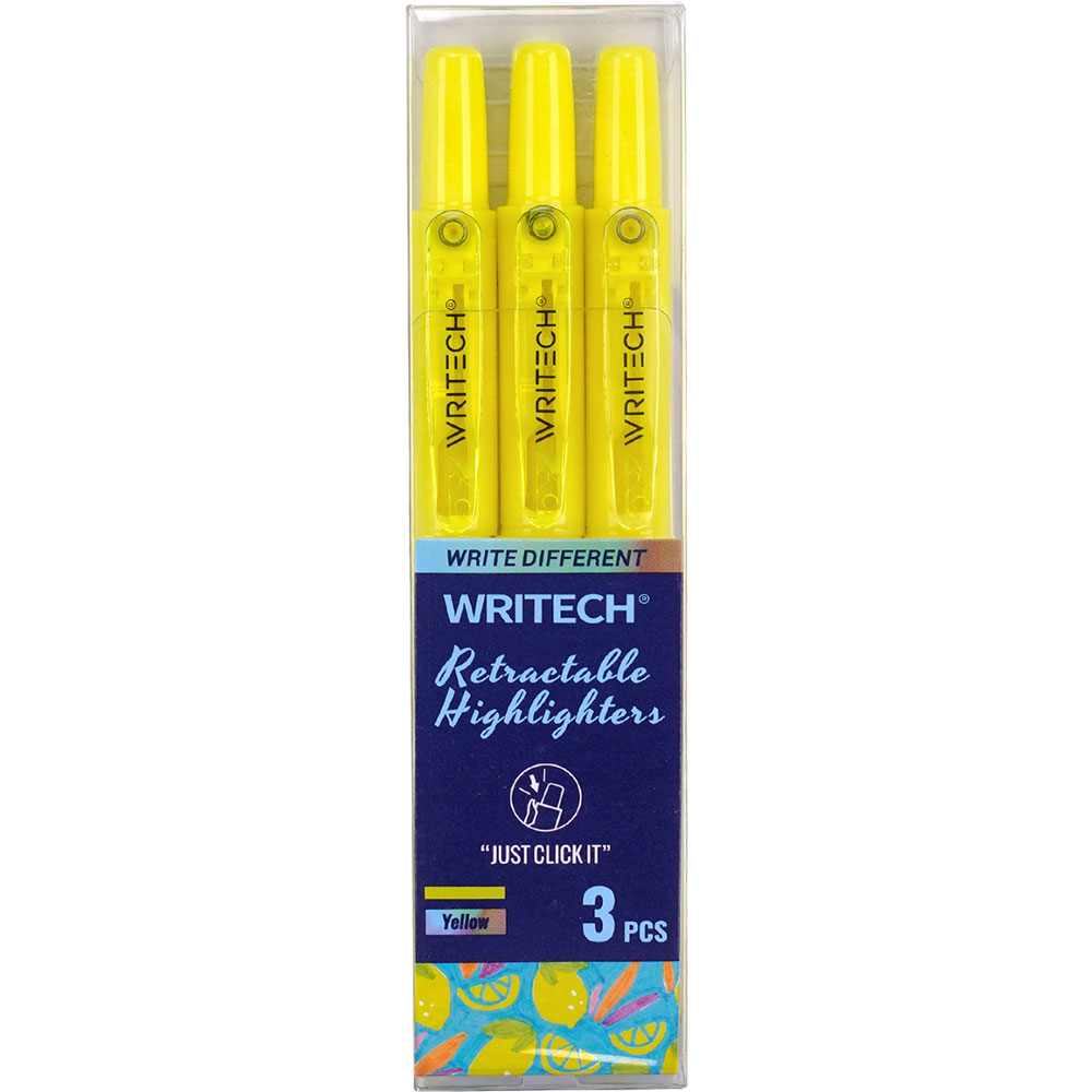 Marcatextos Writech Retractil Cincel con 3 Amarillo