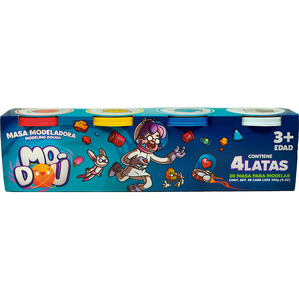 Masa modeladora Mo-Dou Pack 4 piezas colores basicos
