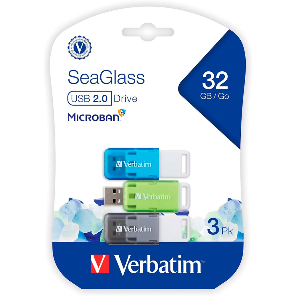 Memoria Usb Verbatim Seaglass 32Gb Paquete Con 3 Colores Surtidos | Lumen