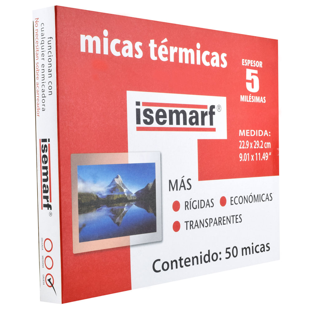 MICA TÉRMICA ISEMARF 22.9X29.2CM 5MLS CAJA CON 100 | Papelería Lumen