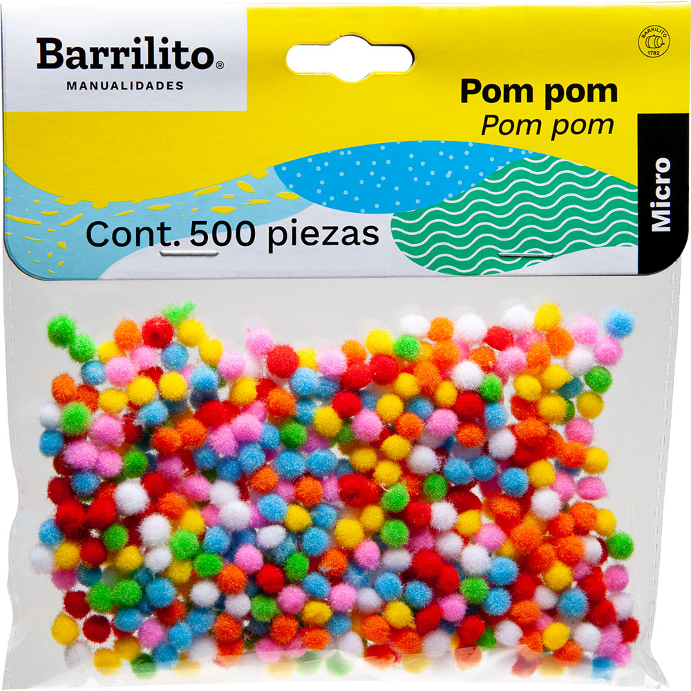 Micro Pompon Barrilito Colores Surtido Idos Con 500 Piezas