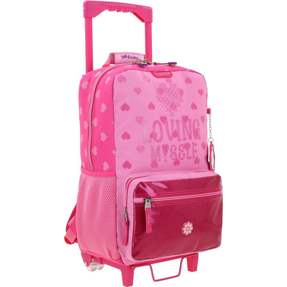 Mochila escolar Chenson Kit Happy Girl Flov con Ruedas rosa