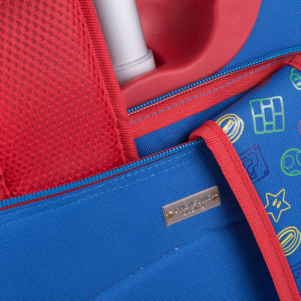 Mochila escolar con ruedas Chenson Mario Bros azul | Lumen