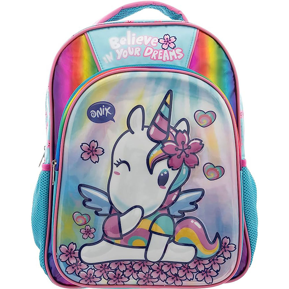 Mochila escolar Ruz Onix Onix Metalico azul/rosa | Papelería Lumen