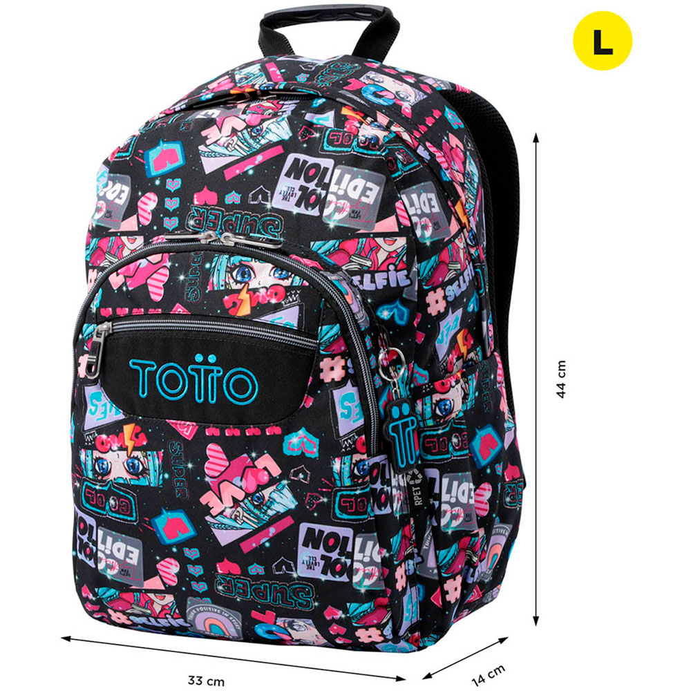 Mochila escolar Totto Acuarela 6Cz Bp negro/Morado