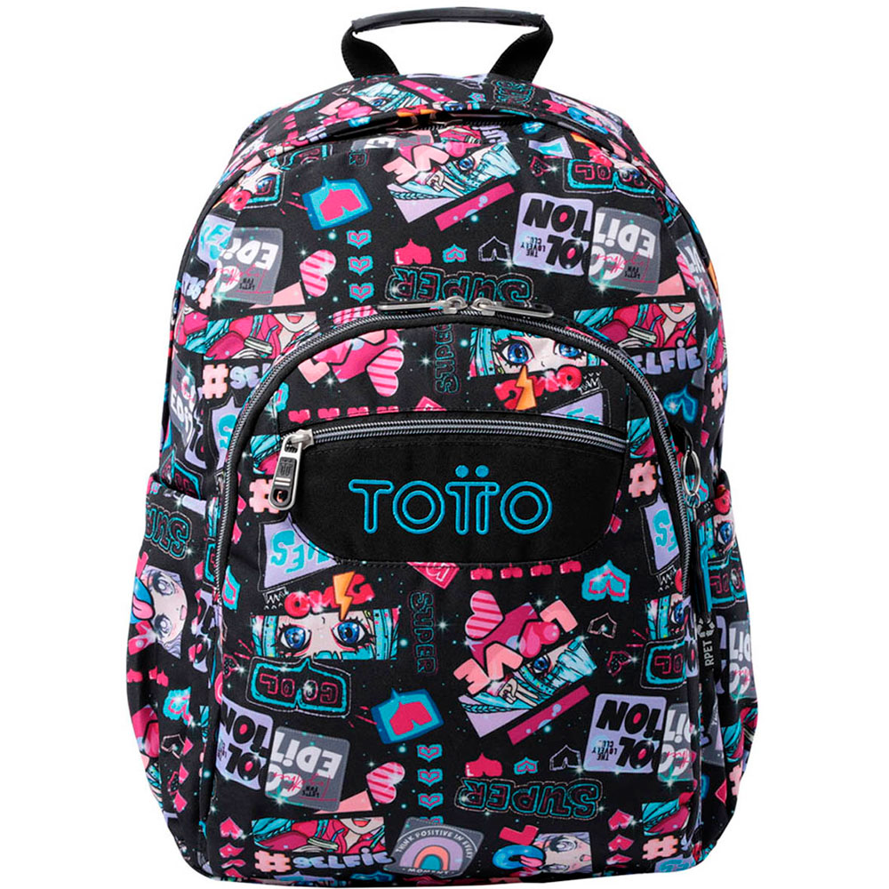 Mochila Escolar Totto Acuarela 6Cz Negro/Morado | Lumen