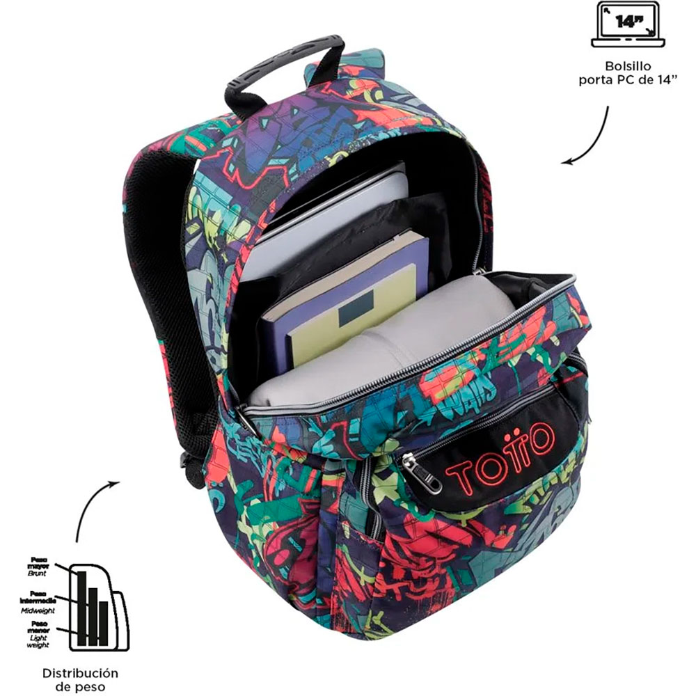 Mochila escolar Totto Acuarela 6JO multicolor