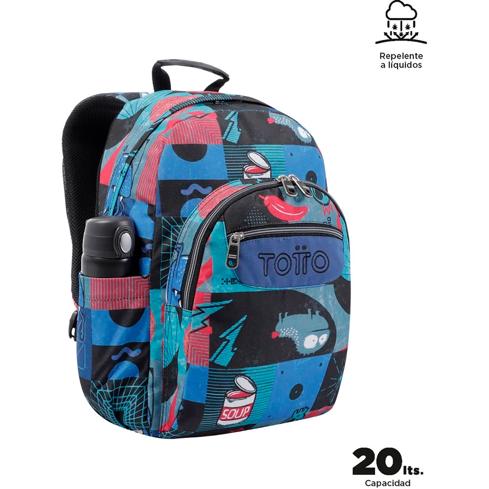 Mochila escolar Totto Acuarela 6JP azul