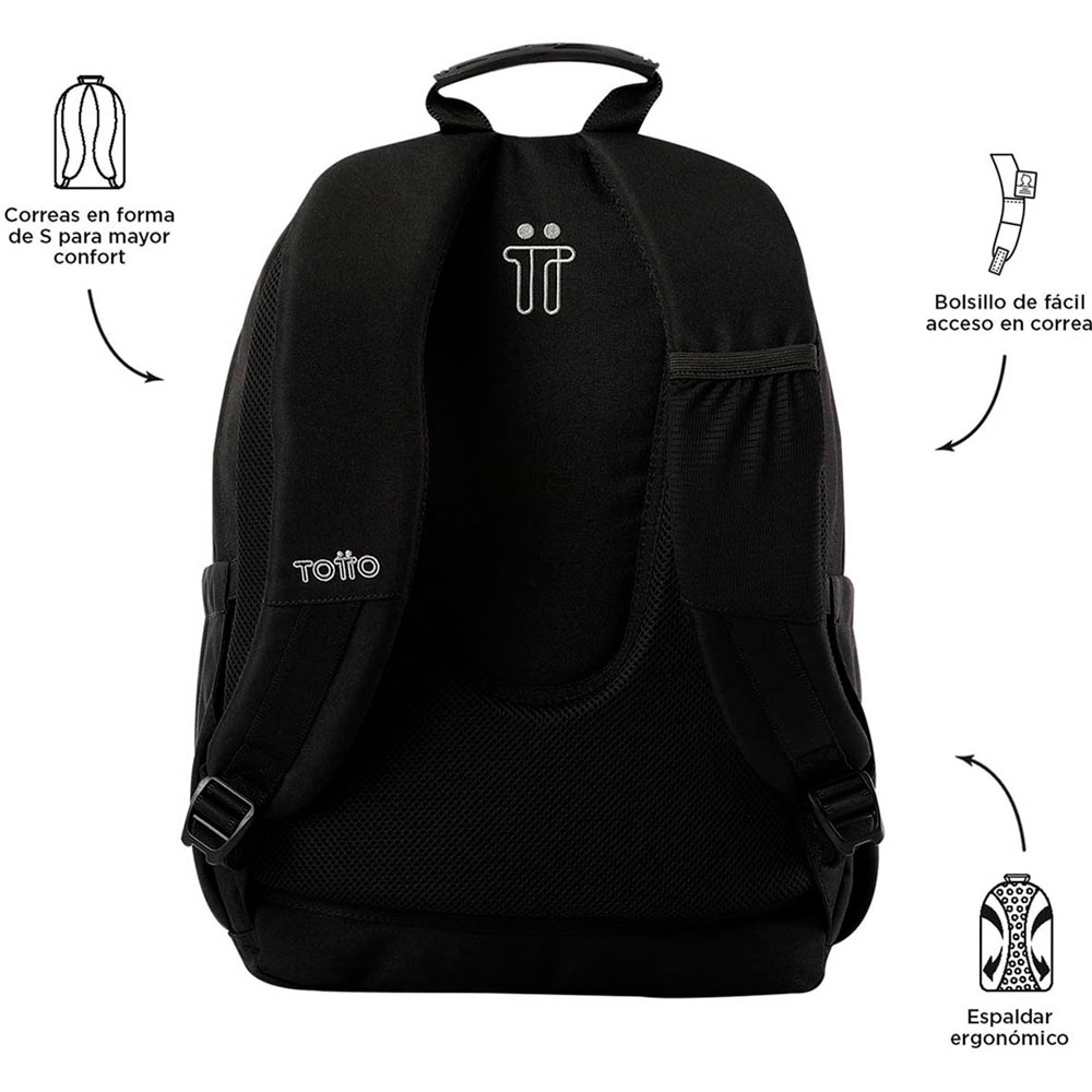 Mochila juvenil Totto Acuarela N01 Bp negro