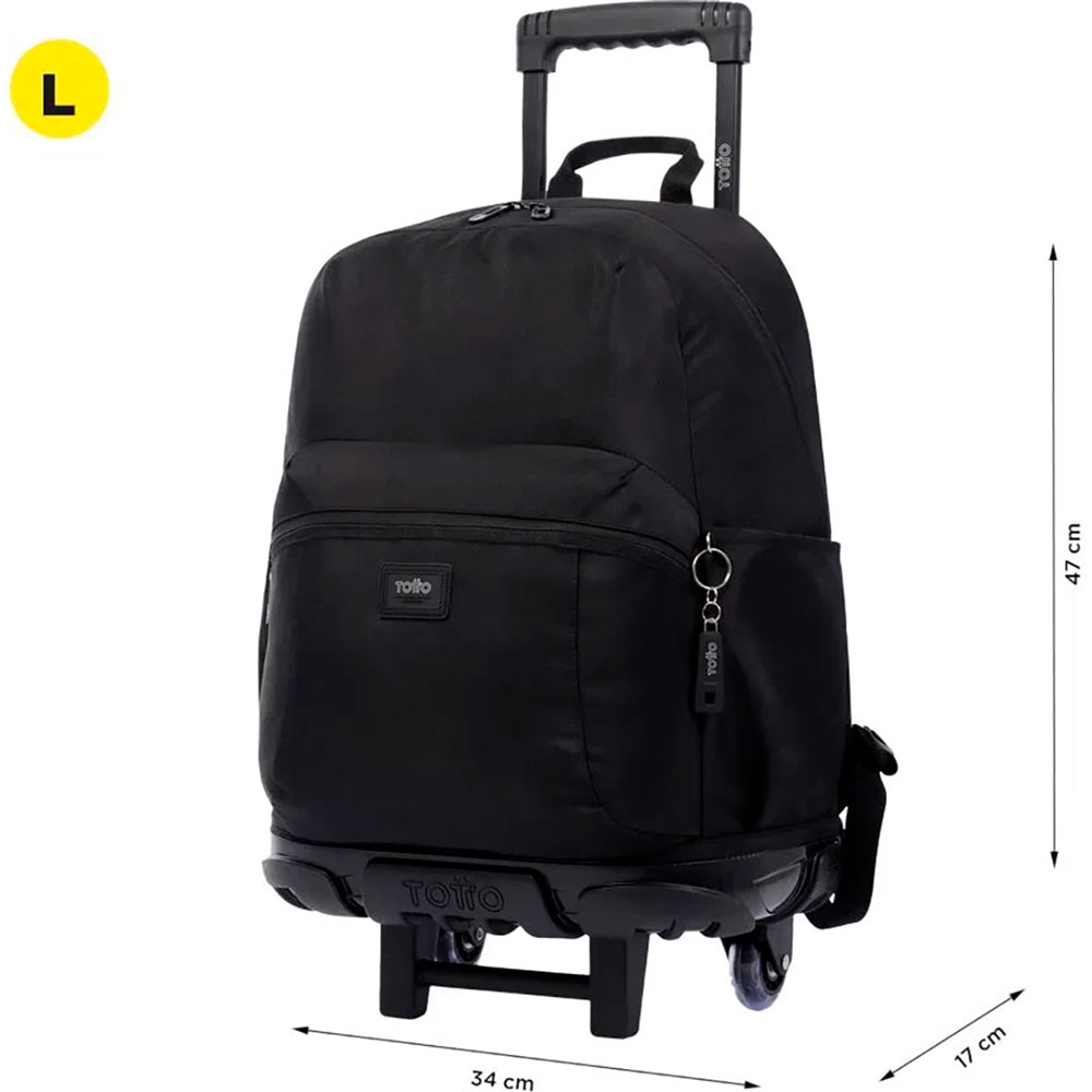 Mochila juvenil Totto Trik N01 con ruedas negro