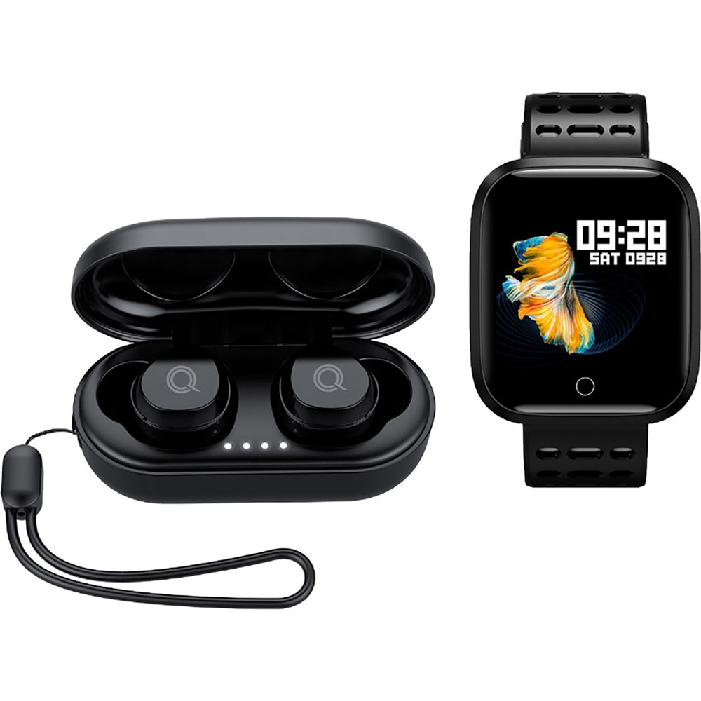 Monitor reloj Quickcell +audifonos wirless negro
