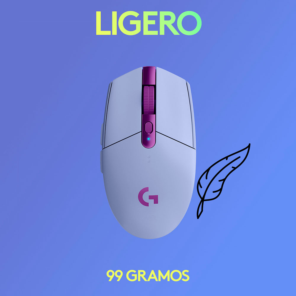 MOUSE LOGITECH G305 GAMING LIGHTSPEED INALÁMBRICO MORADO | Papelería Lumen