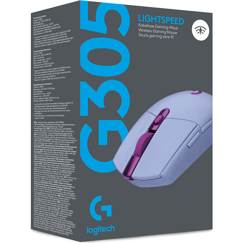 MOUSE LOGITECH G305 GAMING LIGHTSPEED INALÁMBRICO MORADO | Papelería Lumen