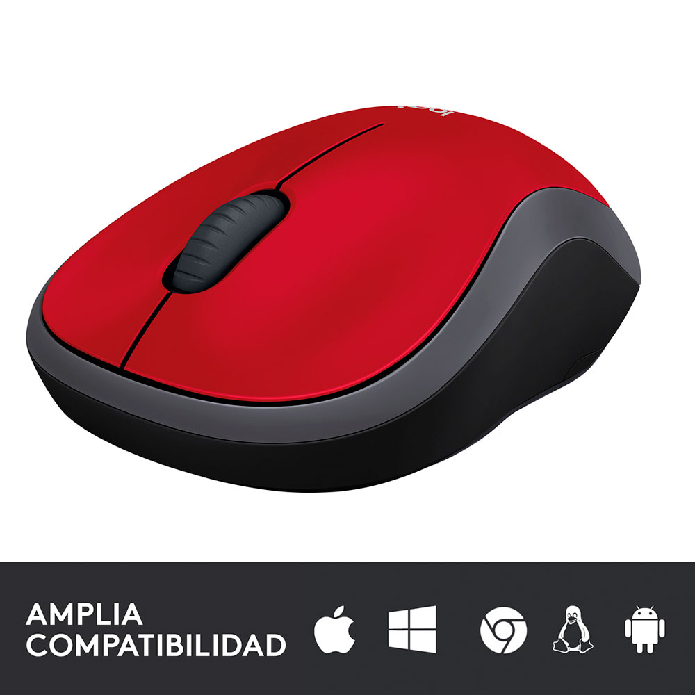 Mouse Logitech M185 Wireless Rojo | Papelería Lumen