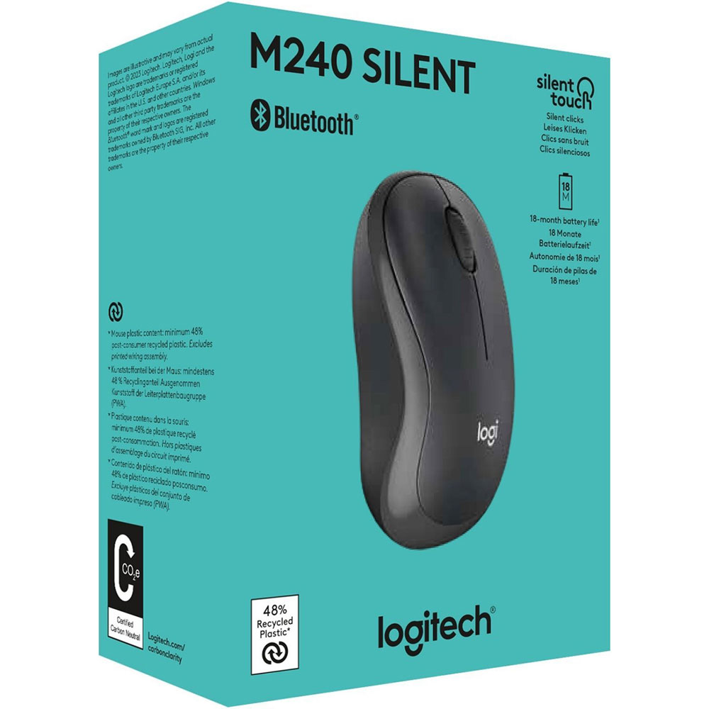Mouse Logitech M240 Inalambrico Bt gris | Papelería Lumen