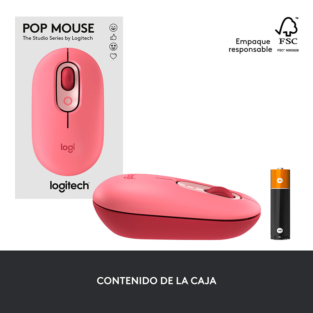 MOUSE LOGITECH POP INALÁMBRICO BLUETOOTH ROSA | Papelería Lumen