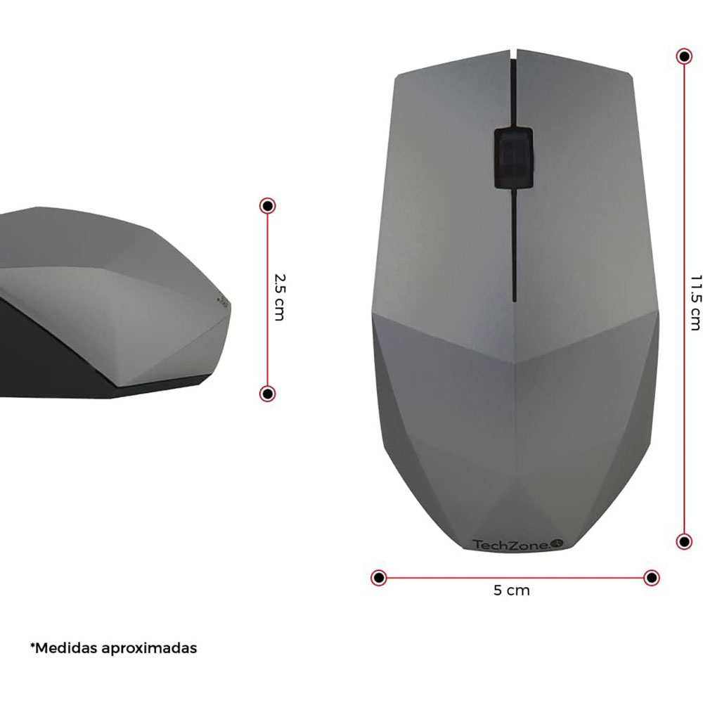 Mouse Techzone Tz20Mou02 Prisma inalambrico gris