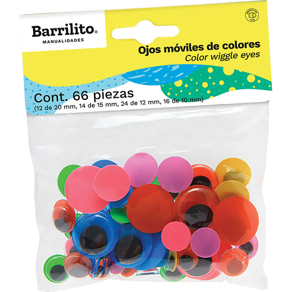 Ojos Movibles De Colores Bolsa Con 66 Piezas Barrilito | Papelería Lumen