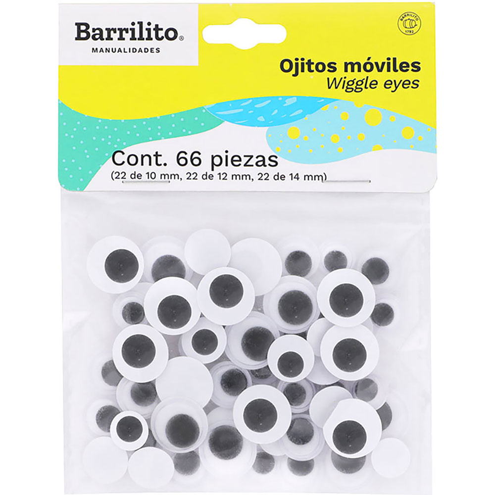 Ojos Movibles Tamaños Surtidos Bolsa Con 66 Piezas Barrilito | Papelería Lumen